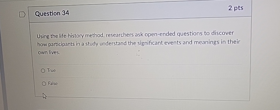Solved Question 342ptsUsing the life-history method, | Chegg.com