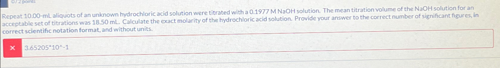 Solved Repeat 10.00-mL ﻿aliquots of an unknown hydrochloric | Chegg.com