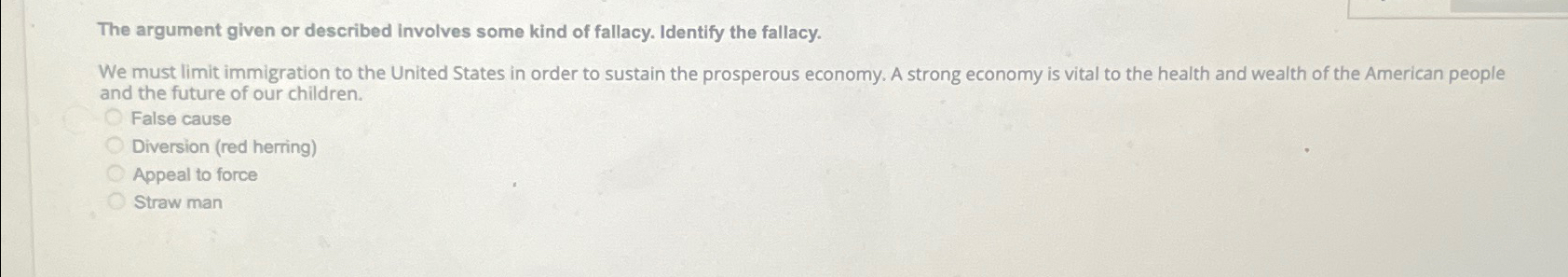 Solved The argument given or described involves some kind of | Chegg.com