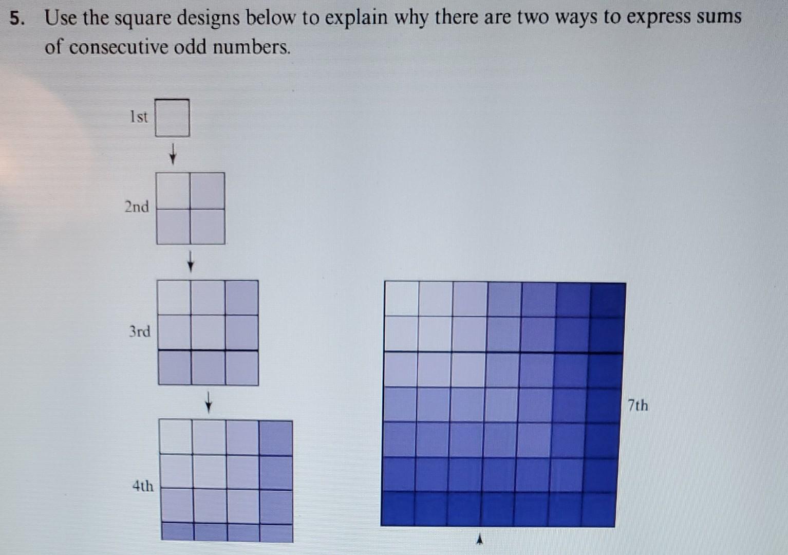 Solved 5. Use the square designs below to explain why there | Chegg.com