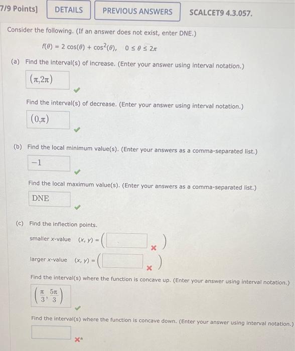 Solved Consider the following. (If an answer does not exist, | Chegg.com