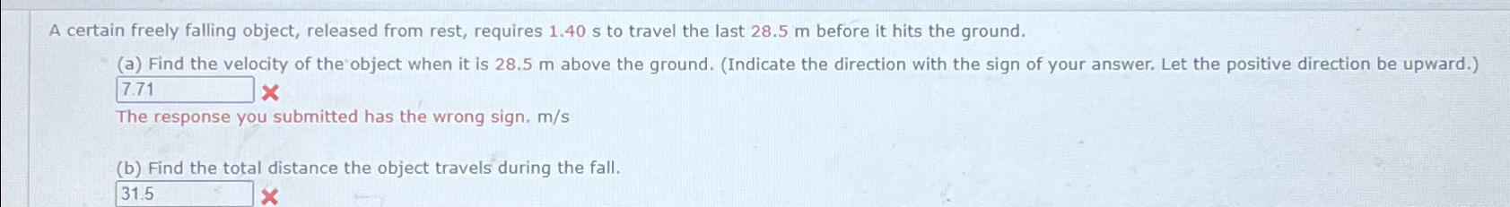 Solved A certain freely falling object, released from rest, | Chegg.com