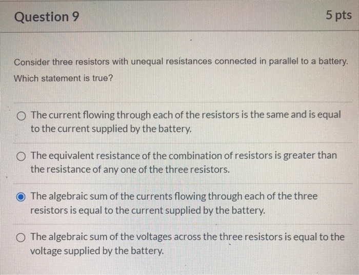 Solved Question 9 5 pts Consider three resistors with | Chegg.com