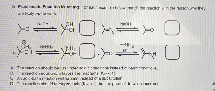Solved 3) Problematic Reaction Matching: For each example | Chegg.com