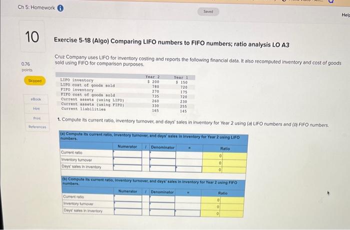 Solved Exercise 5-18 (Algo) Comparing LIFO numbers to FIFO | Chegg.com
