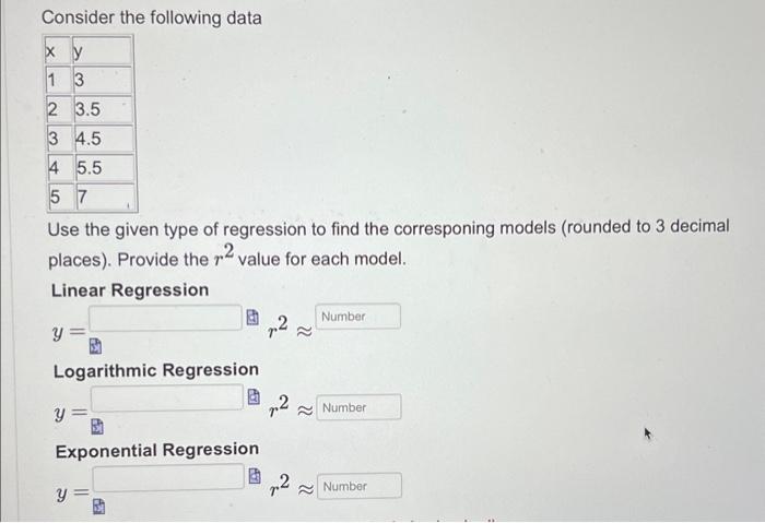 Solved Consider the following data Use the given type of | Chegg.com