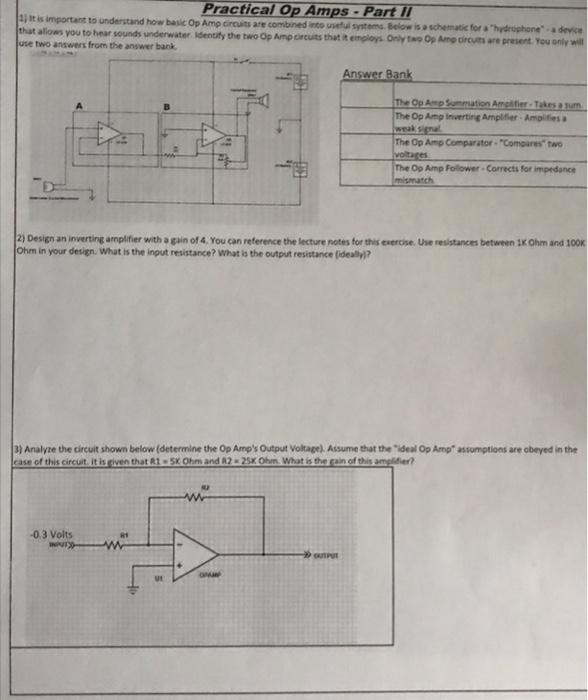 Solved 2) Design an inverting amplifier with a gain of 4. | Chegg.com