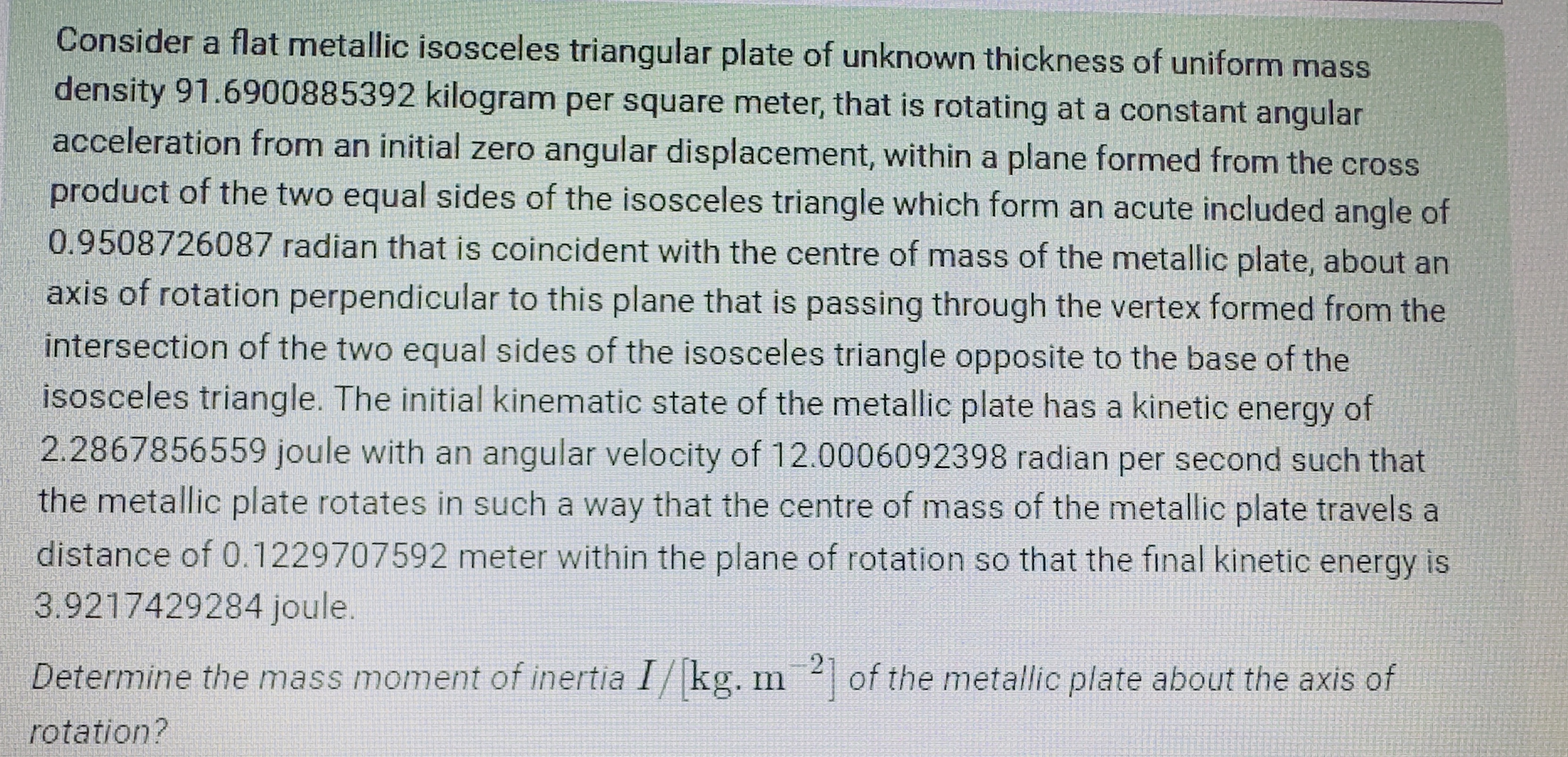 Solved Consider a flat metallic isosceles triangular plate | Chegg.com