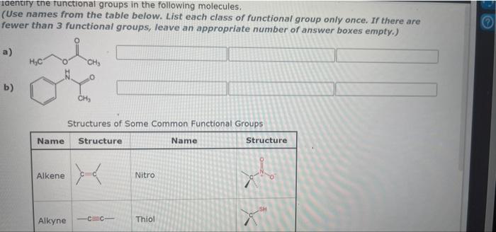 Solved Identify the functional groups in the following | Chegg.com