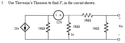 Solved Use Thevenin's Theorem to find V0 in the circuit | Chegg.com