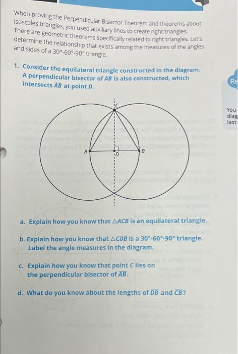 Solved When proving the perpendicular Bisector Theorem and | Chegg.com