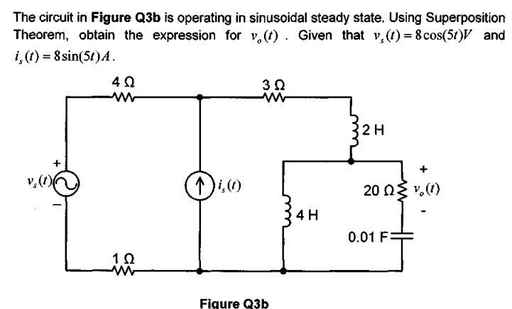 Solved The circuit in Figure Q3b is operating in sinusoidal | Chegg.com