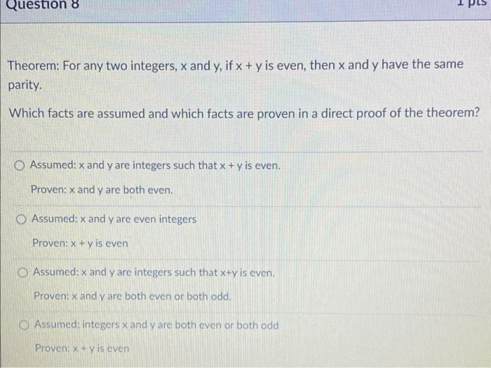 Solved 1 pts Question 9 Theorem: The average of any two | Chegg.com