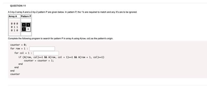 Solved counter =8; for row =1 t for col=1 : if (A(row, col | Chegg.com