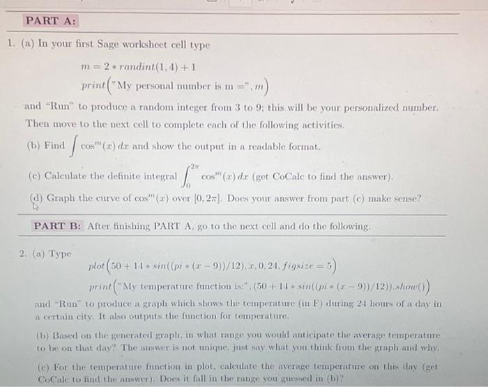 Solved 1. (a) In your first Sage worksheet cell type m=2∗ | Chegg.com