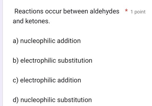 Solved Reactions occur between aldehydes1 ﻿pointand | Chegg.com