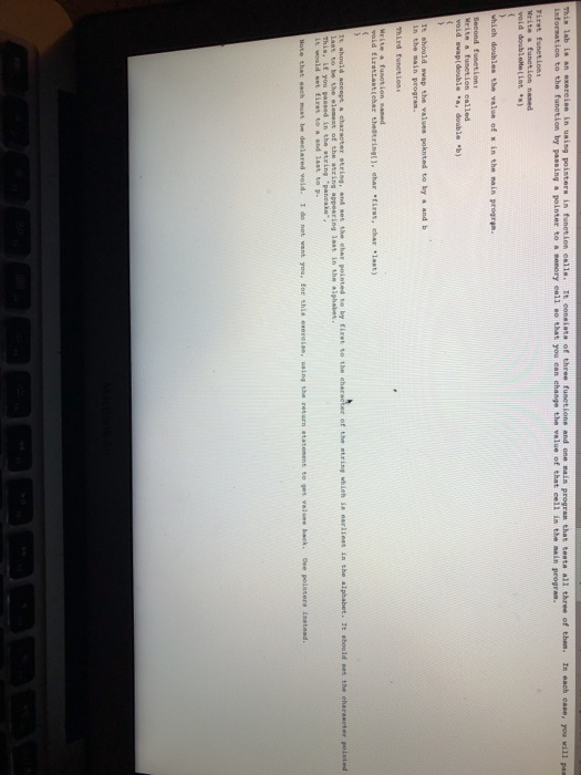 Solved This labis an exercise in using pointers in function | Chegg.com