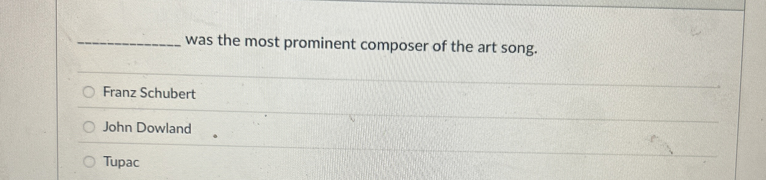 Solved was the most prominent composer of the art song.Franz | Chegg.com