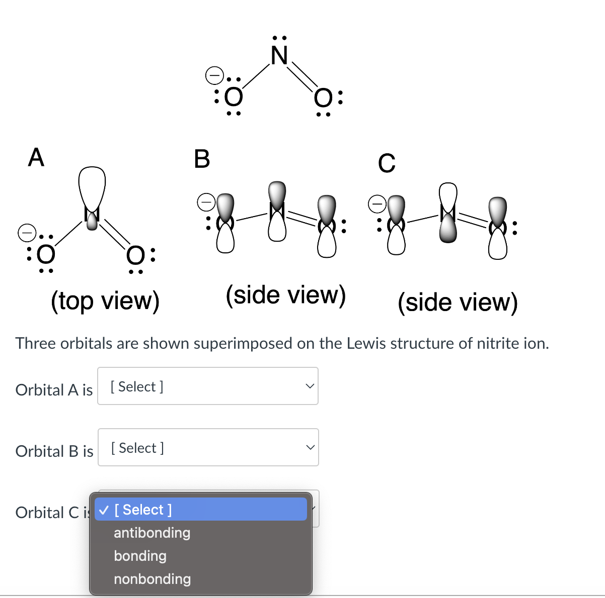 Solved Three orbitals are shown superimposed on the Lewis | Chegg.com