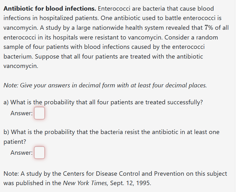 Solved Antibiotic for blood infections. Enterococci are | Chegg.com