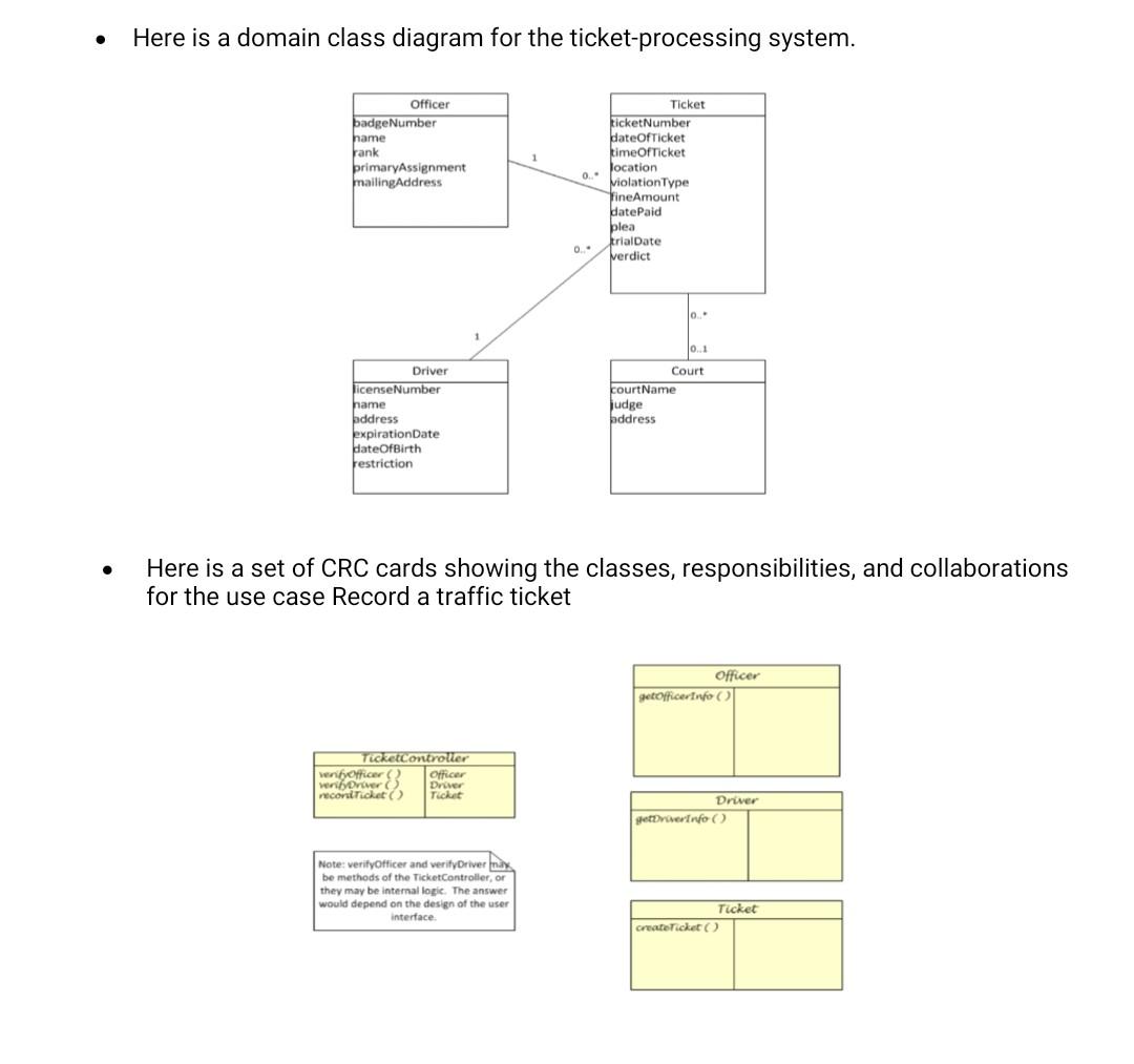 Solved 1- Create a first-cut design class diagram (DCD) for | Chegg.com