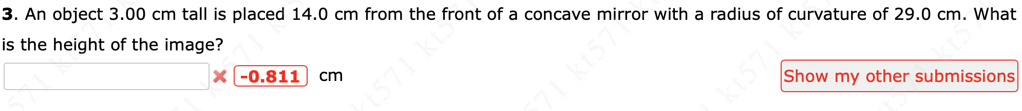 Solved An object 3.00cm ﻿tall is placed 14.0cm ﻿from the | Chegg.com