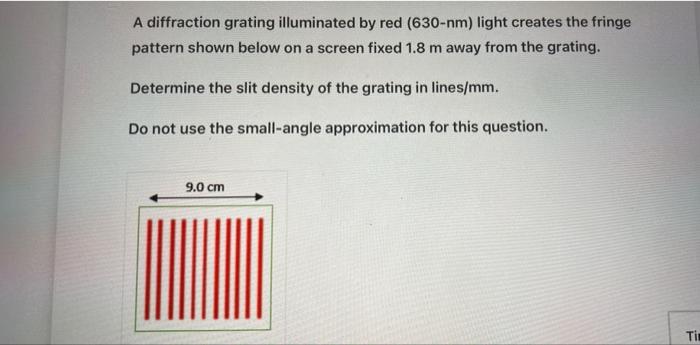 Solved A diffraction grating illuminated by red (630−nm) | Chegg.com