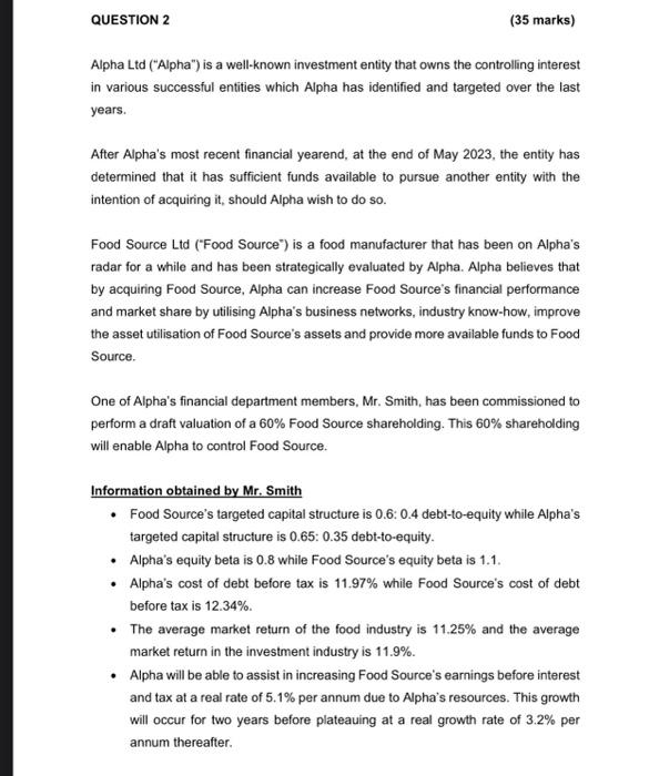 Solved QUESTION 2 Alpha Ltd ("Alpha") is a well-known | Chegg.com