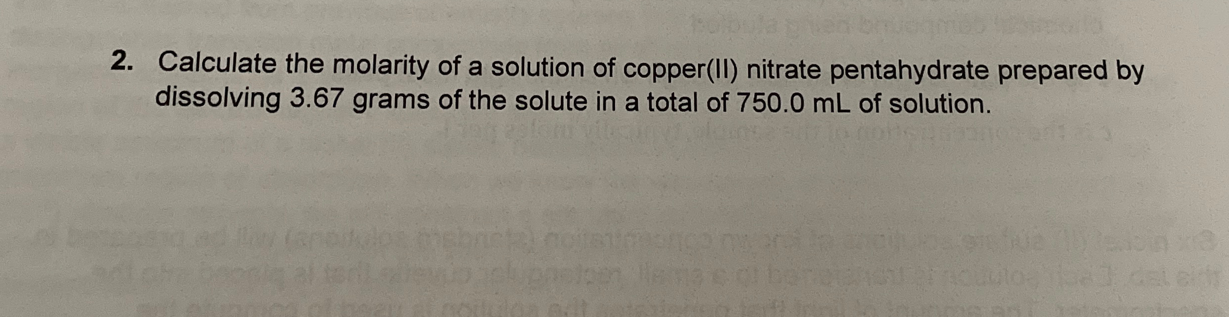 Solved Calculate the molarity of a solution of copper(II) | Chegg.com