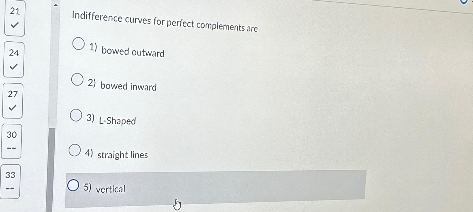 Solved 21Indifference curves for perfect complements | Chegg.com