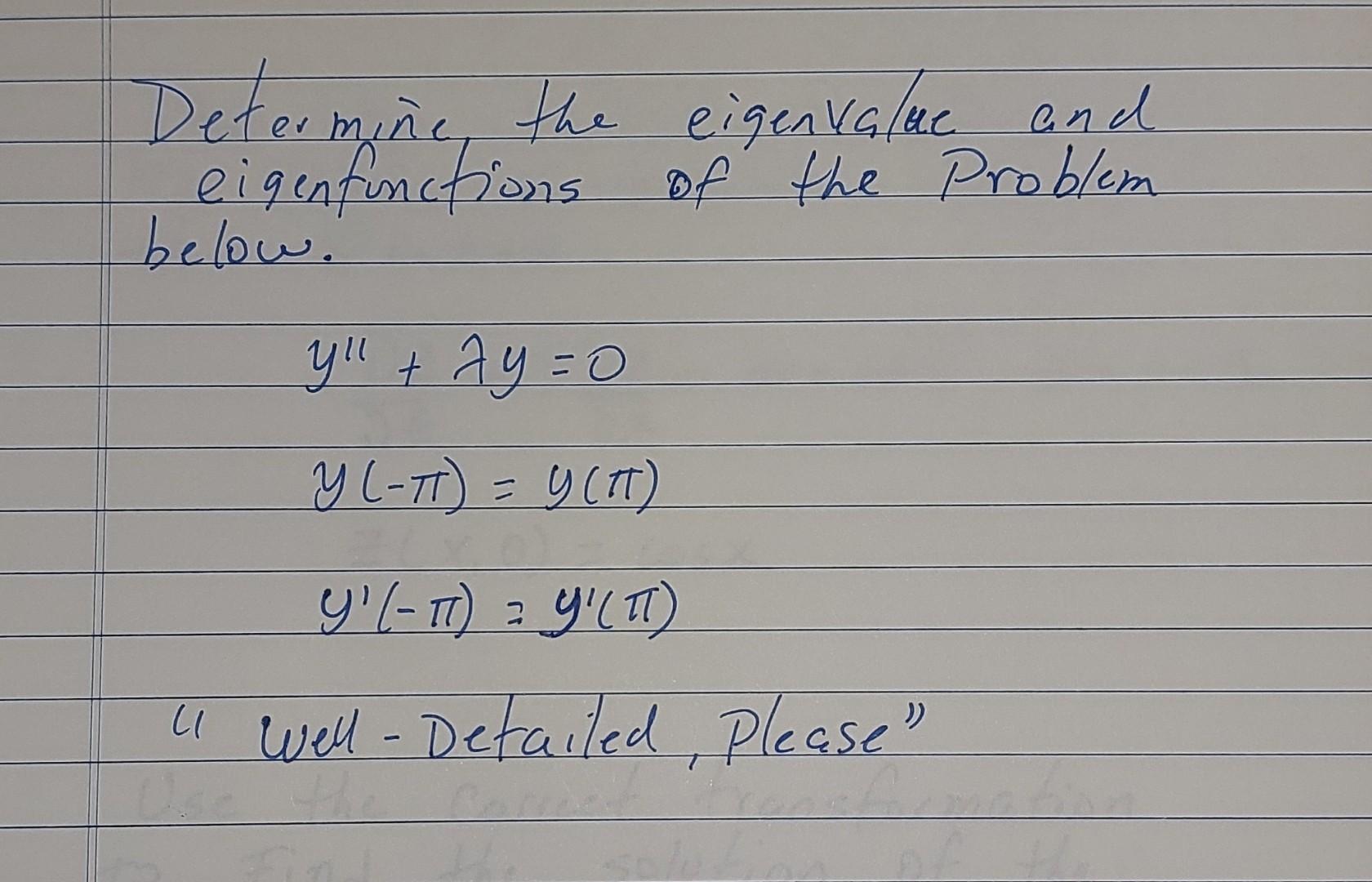 Solved Determine the eigenvalue and eigenfunctions of the | Chegg.com