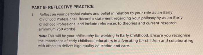 PART B-REFLECTIVE PRACTICE 1. Reflect on your | Chegg.com
