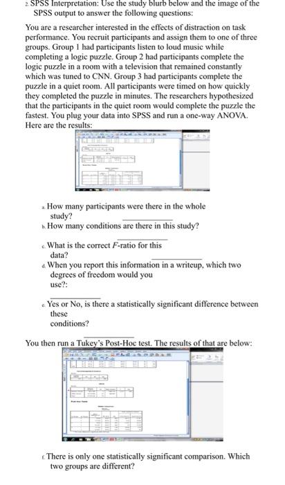 Solved 2. SPSS Interpretation: Use the study blurb below and | Chegg.com