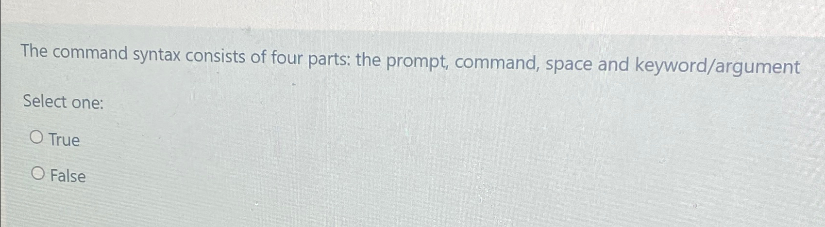 Solved The command syntax consists of four parts: the | Chegg.com