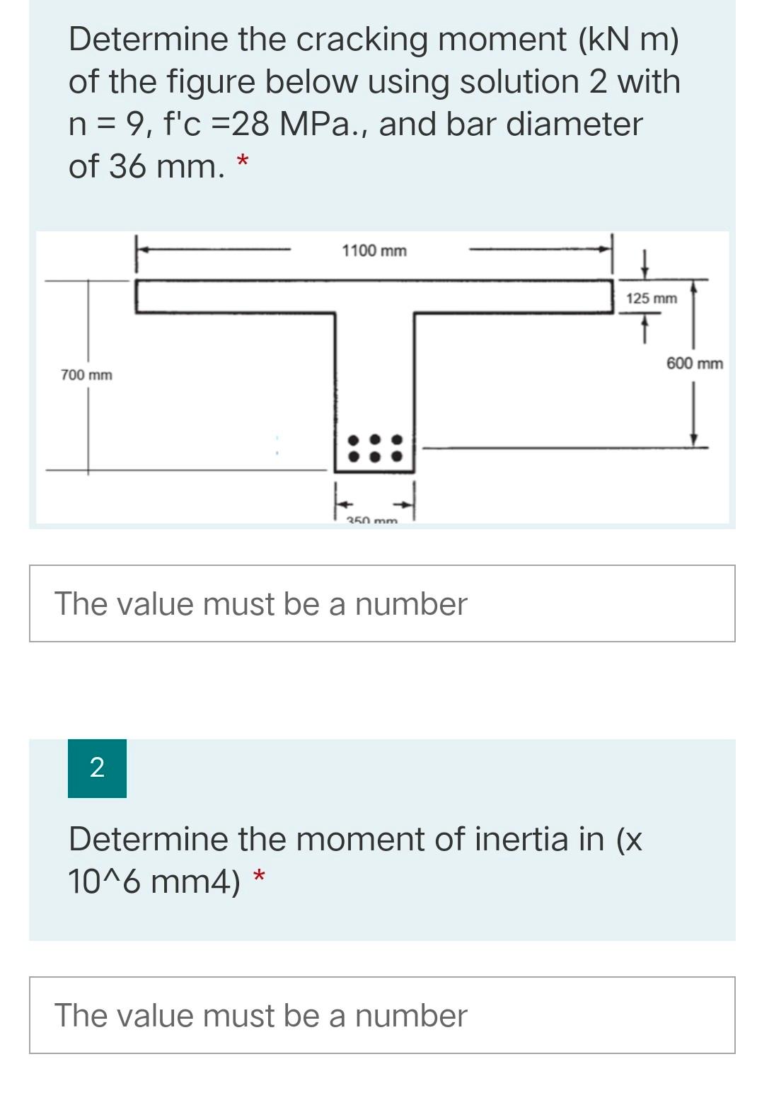 Solved Determine the cracking moment (kN m) of the figure | Chegg.com
