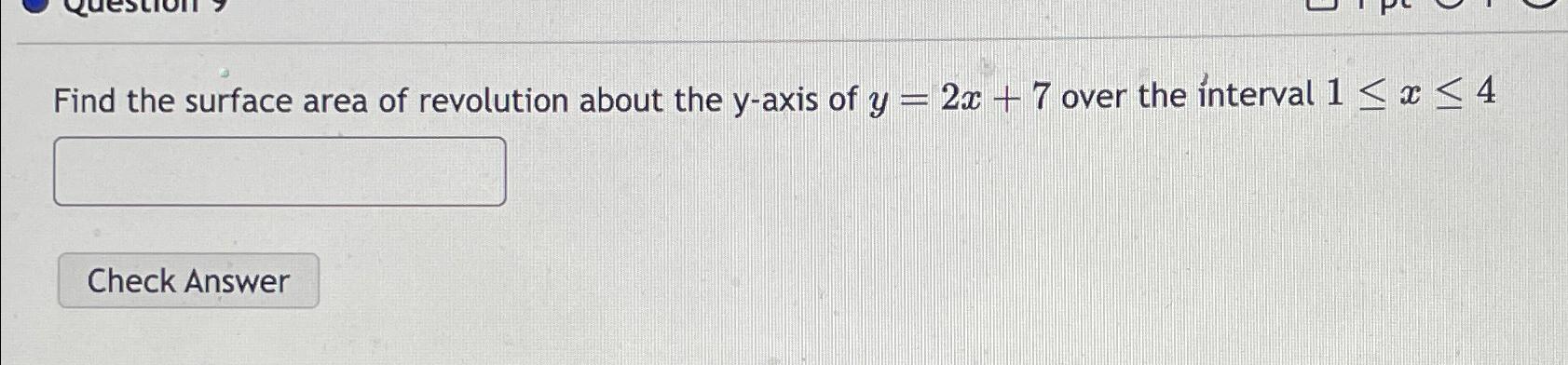 Solved Find the surface area of revolution about the y-axis | Chegg.com