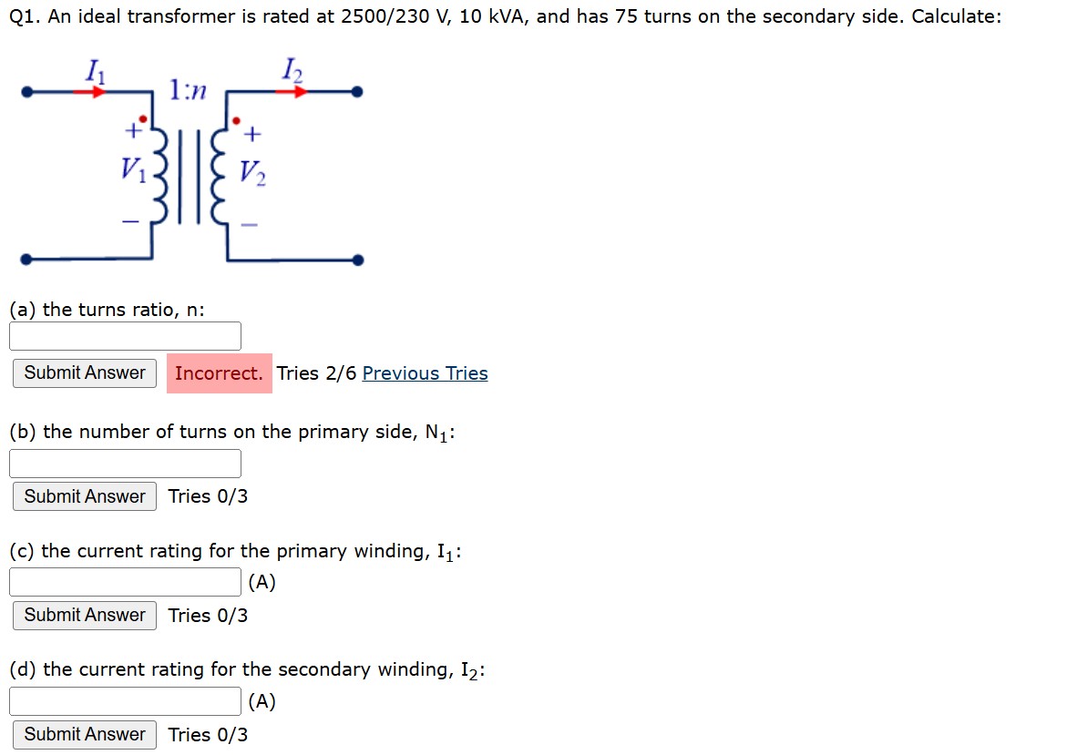 Solved Q1. An ﻿ideal transformer is ﻿rated | Chegg.com