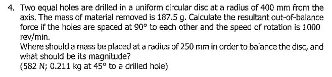 Solved Two equal holes are drilled in a uniform circular | Chegg.com