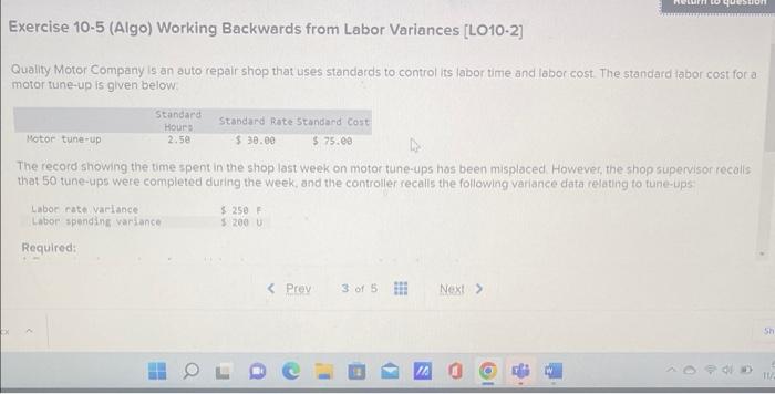 Solved Exercise 10-5 (Algo) Working Backwards from Labor | Chegg.com