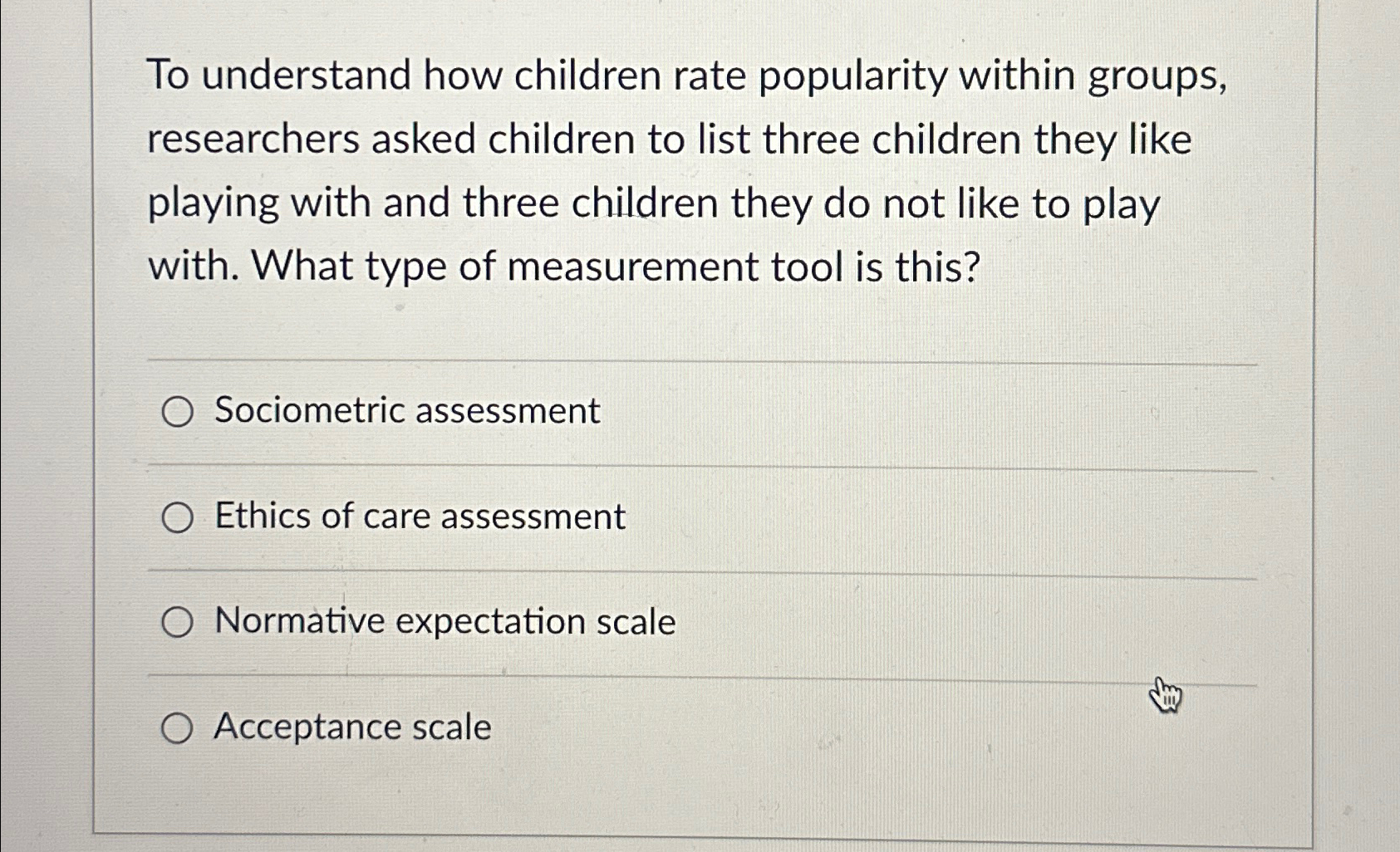 Solved To understand how children rate popularity within | Chegg.com