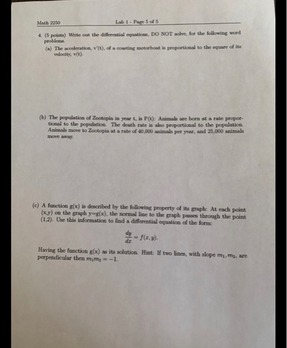 Solved Math 2250 Lab 1 - Page 5 of 5 4. (5 points) Write out | Chegg.com