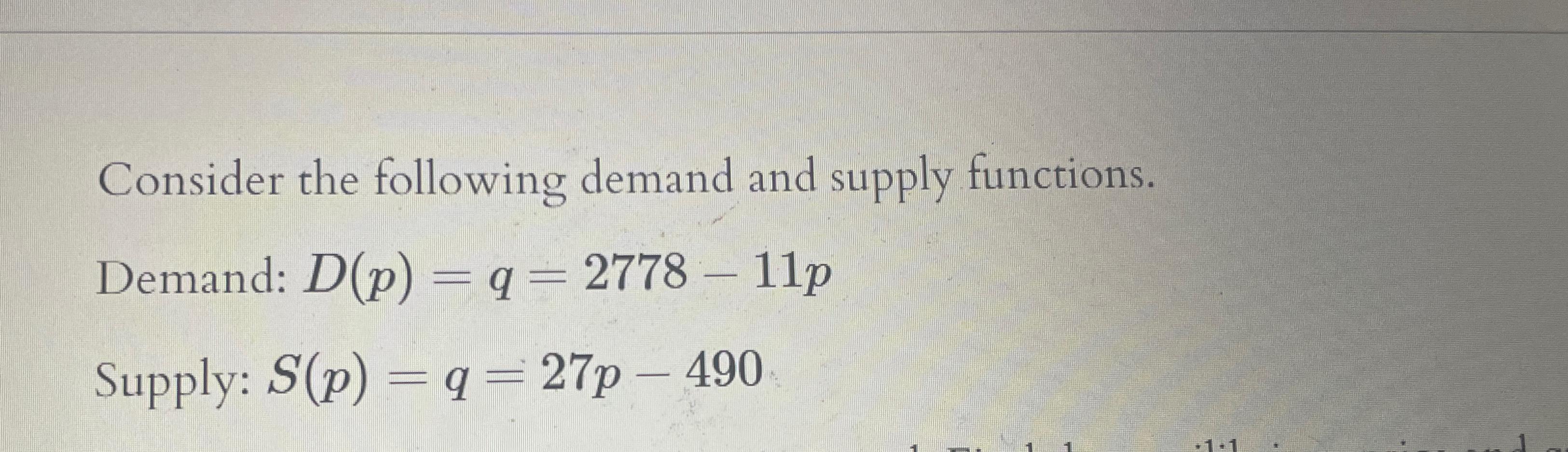 Solved Consider the following demand and supply | Chegg.com