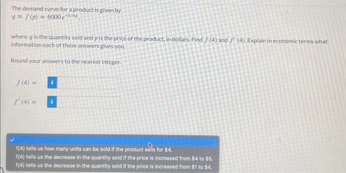 Solved The demand curve for a product is given by | Chegg.com