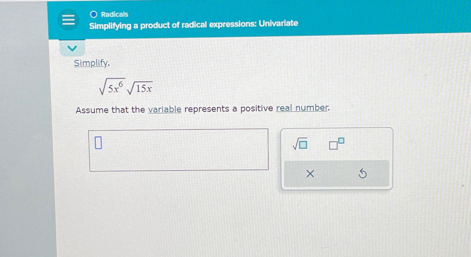 Solved RadicalsSimplifying a product of radical expressions: | Chegg.com