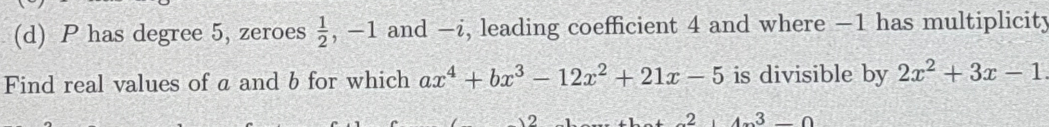 Solved Find real values of a and b ﻿for which | Chegg.com