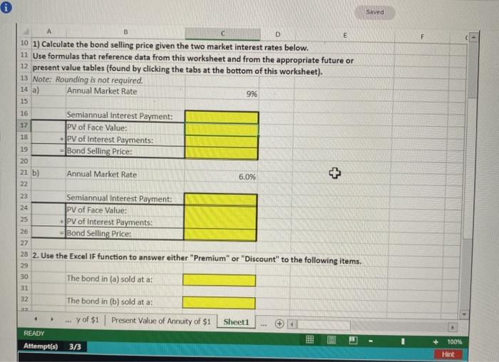 Solved Saved BB FILE Bond Pricing - Excel FORMULAS DATA HOME | Chegg.com