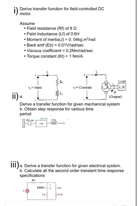 Solved i Derive transfer function for field-controlled DC | Chegg.com