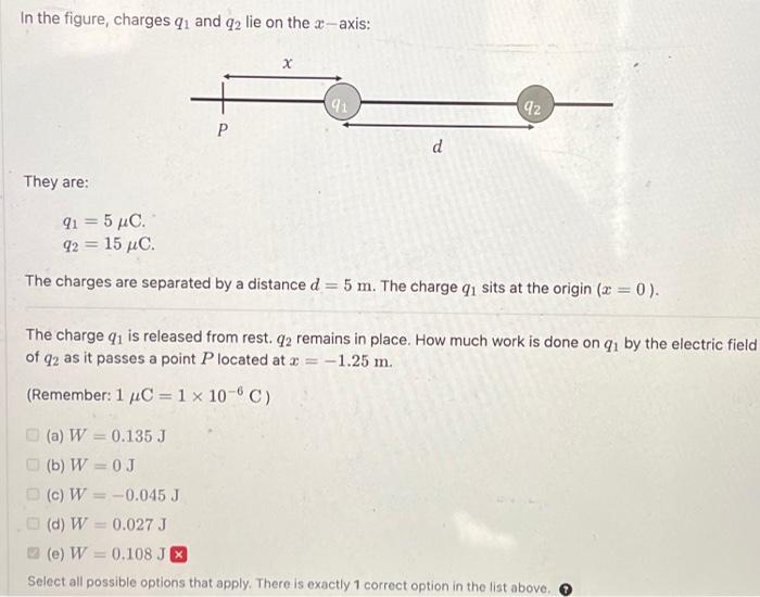 Solved In the figure, charges q1 and q2 lie on the x-axis: | Chegg.com
