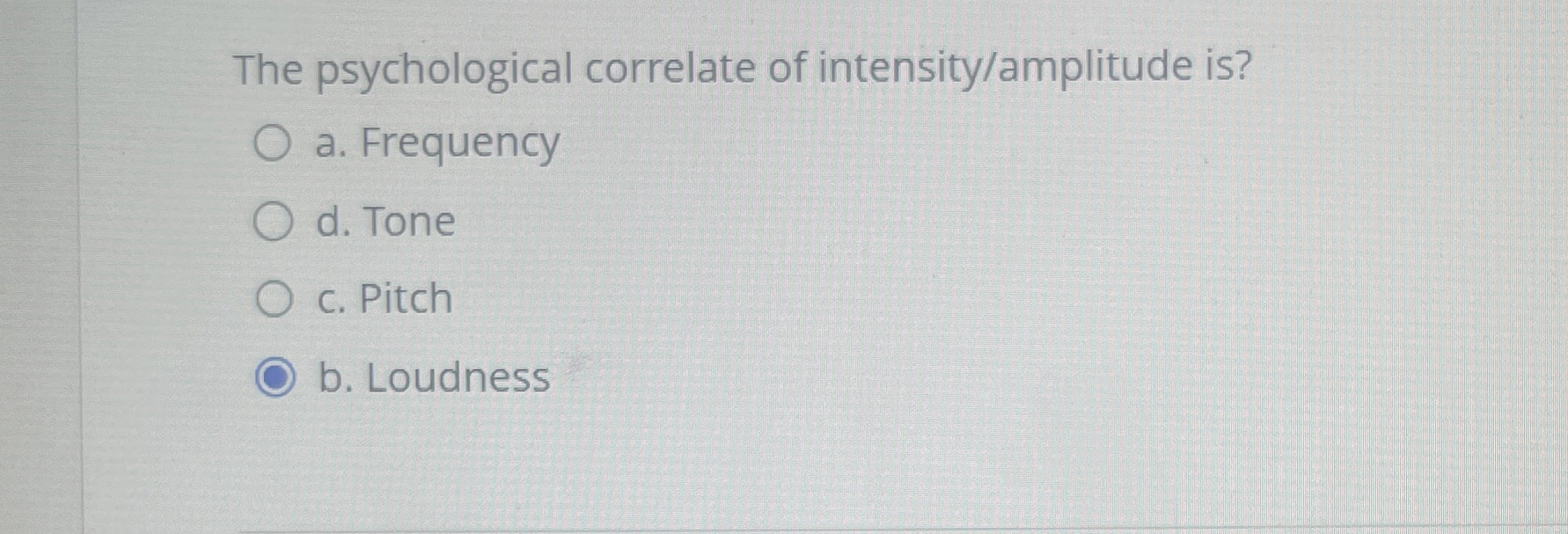 Solved The psychological correlate of intensity/amplitude | Chegg.com