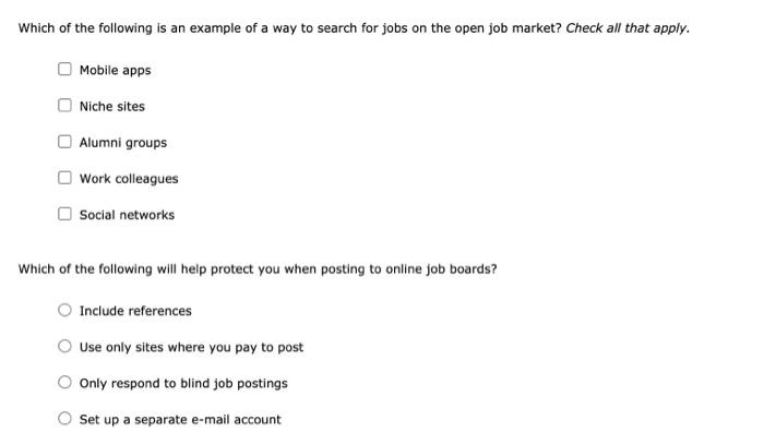 Solved 2. Job Searching in the Digital Age(Part II) Which of | Chegg.com